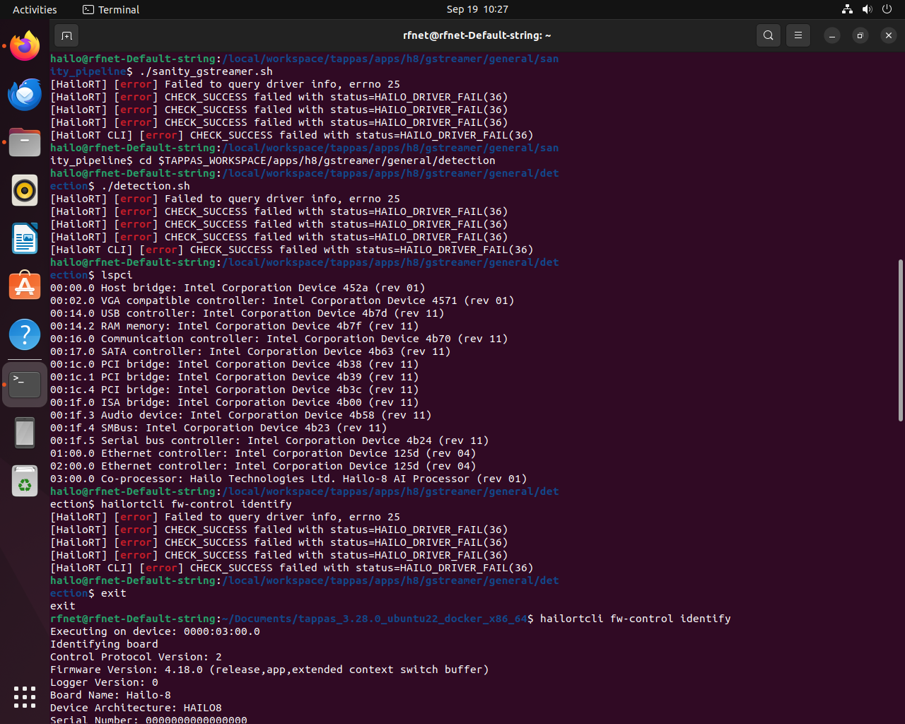 Driver Message Error when running TAPPAS - General Discussion - Hailo ...